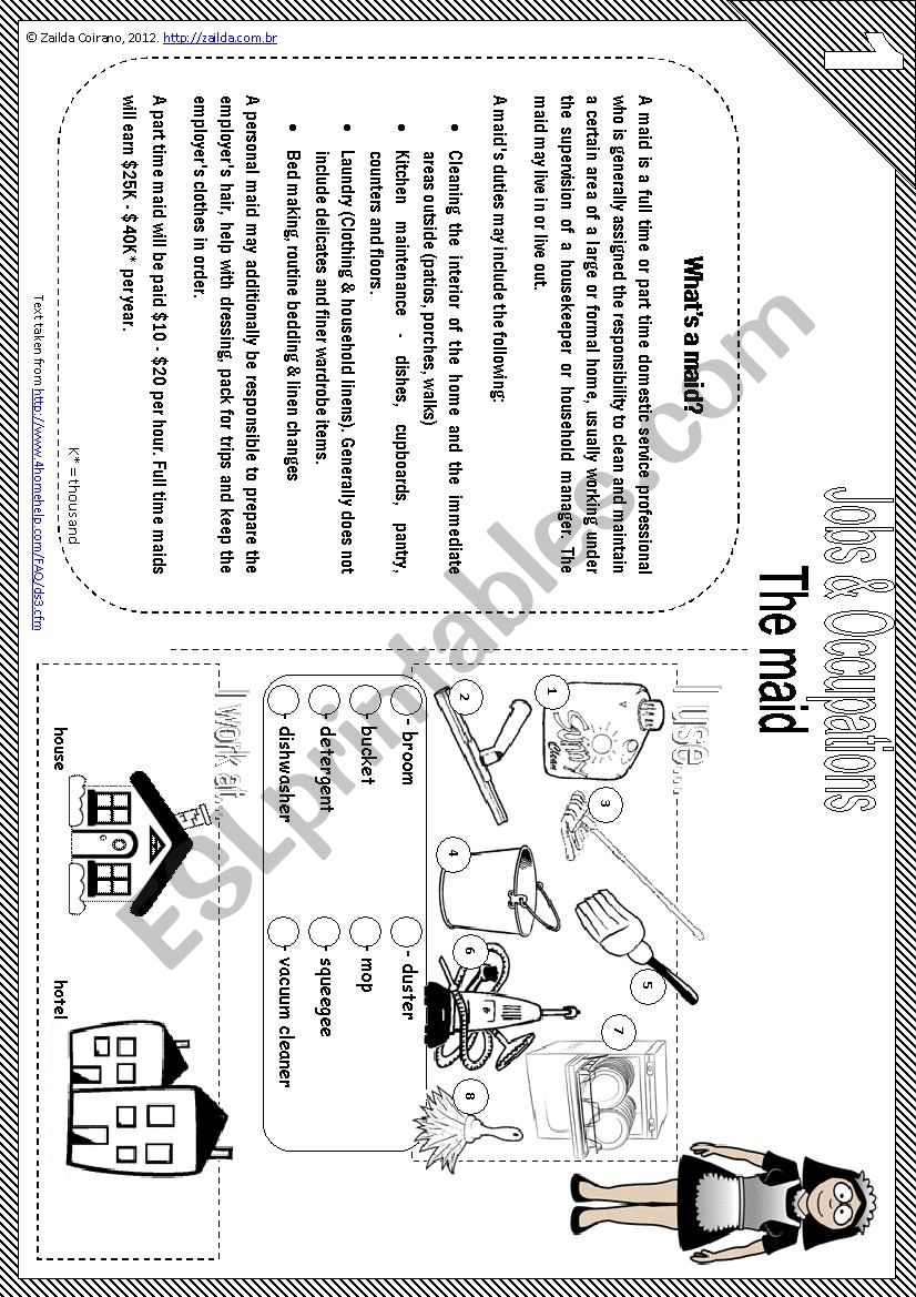 WhatÂ´s a maid? - reading comprehension, vocabulary + game [teacherÂ´s ...